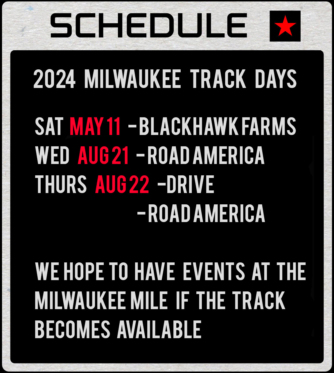 Milwaukee Track Days